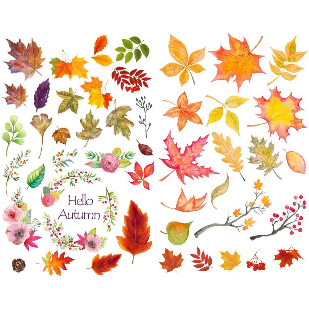 Seasonstorm Hello Autumn Yellow Leaves Precut Anti-UV Waterproof Decoration Album Planner Stickers Scrapbooking Diary Sticky Paper Flakes (PK041)