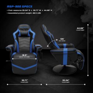 RESPAWN 900 Gaming Recliner - Video Games Console Recliner Chair, Computer Recliner, Adjustable Leg Rest and Recline, Recliner with Cupholder, Reclining Gaming Chair with Footrest - Blue