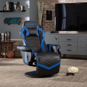 RESPAWN 900 Gaming Recliner - Video Games Console Recliner Chair, Computer Recliner, Adjustable Leg Rest and Recline, Recliner with Cupholder, Reclining Gaming Chair with Footrest - Blue