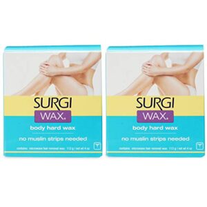 surgi-wax microwave hair removal hard wax for body, 4-ounce boxes (pack of 2)