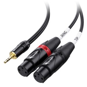 cable matters 3.5mm 1/8 inch trs to 2 xlr cable 6 ft, male to female aux to dual xlr breakout cable