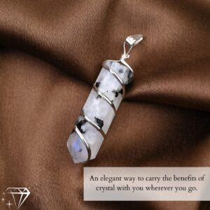 Sugandha Wellness Rainbow Moonstone Healing Crystal Necklace - Lunar Pendant Balance, Inner Light, Love & Creativity