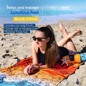 ECCOSOPHY Microfiber Beach Towel -Sand Free Towels are Quick Dry, Light Weight, Super Absorbent-Perfect Pool, Travel, Cruise, Camping Essentials-Oversized Extra Large for Adults (Marrakesh)