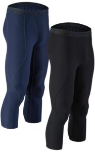 devops 2 pack men's 3/4 compression pants athletic leggings (x-large, black/navy)