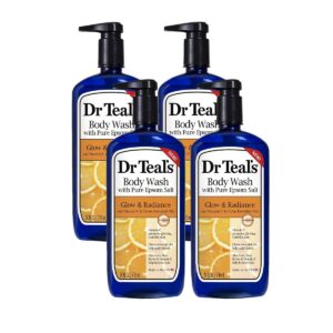 dr teal's glow & radiance with vitamin c & citrus essential oils body wash 24oz pack of 4