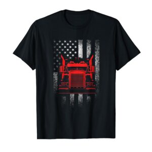 Us trucking - US flag with truck t-shirt