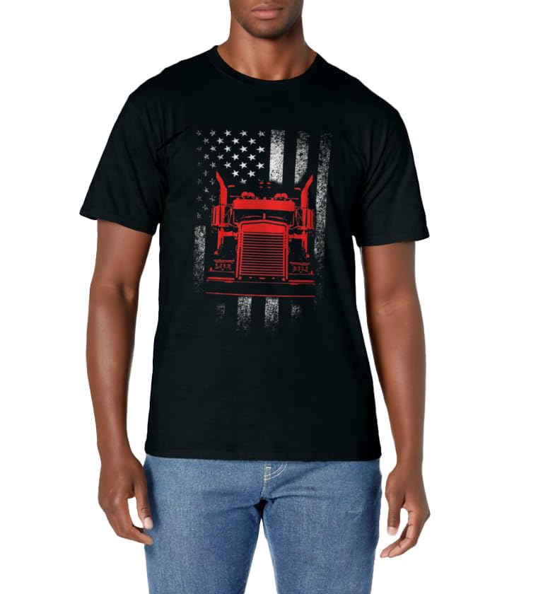 Us trucking - US flag with truck t-shirt