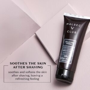 Malbec Club Aftershave for Men - Soothing After Shave Balm with Aloe Vera Extract - Men's Post Shaving Cream Lotion - Soothe Razor Burn, Irritation, Hydrate Skin - Instant Absorption - 3.5 Oz, Scented