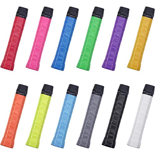 12 Pieces Tennis Racket Badminton Racket Grip Tape Overgrips for Anti-Slip and Sweat Absorbent Grip (Multicolored, 12 Pieces)