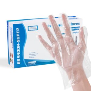 brandon-super food prep gloves plastic food safe gloves, food handling, one size fits most poly 500ct clear 500 count (pack of 1)