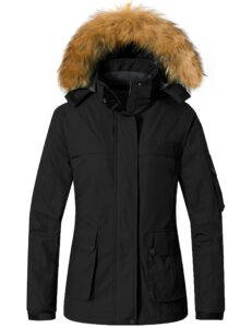 wantdo women's mountain skiing jacket outdoors snowboarding outerwear black 2xl