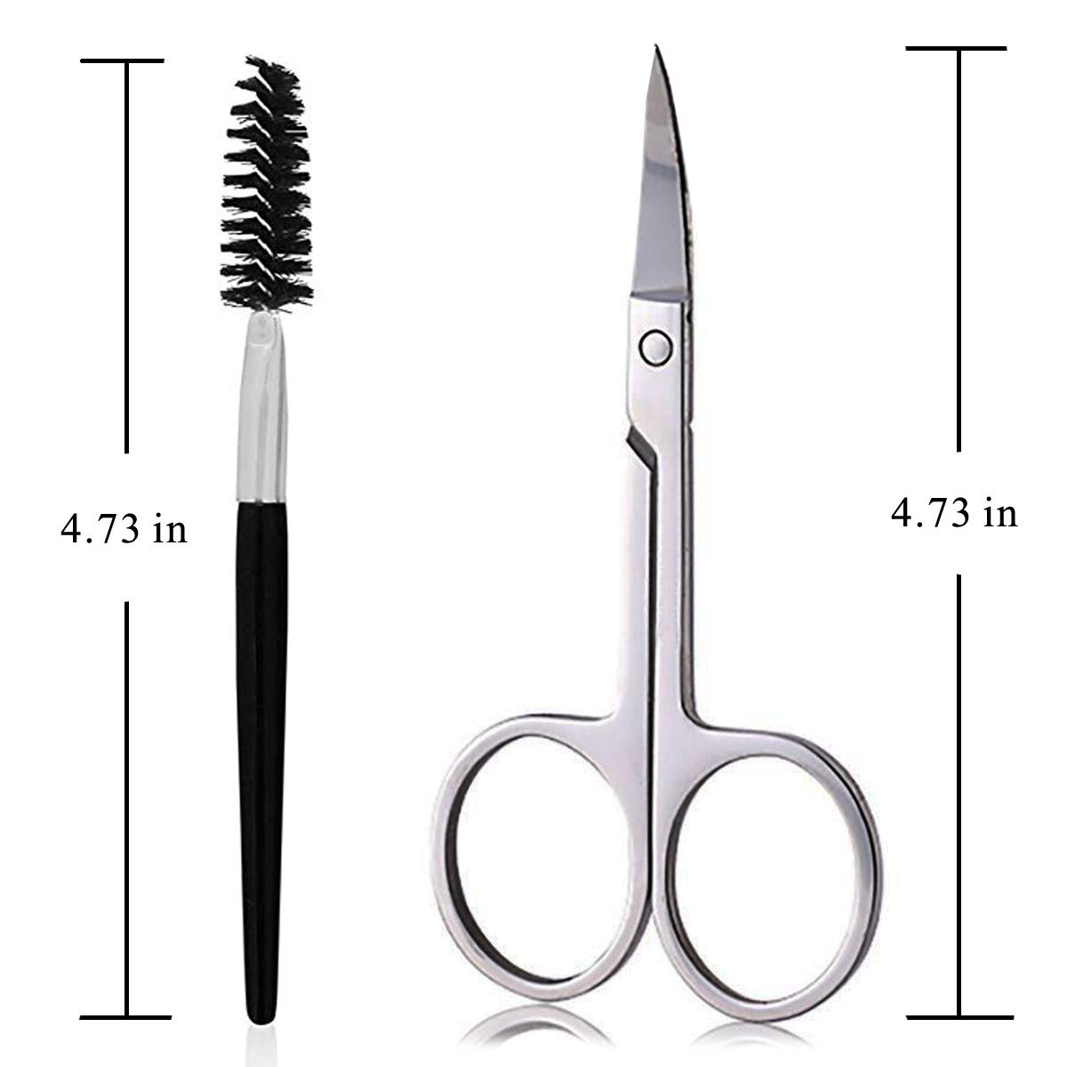 Eyebrow Scissors and Eyebrow Brush by AUMELO - Eyelash Extensions Shaping Curved Craft Stainless Steel Scissors for Your Beauty