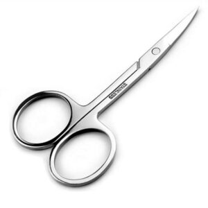 Eyebrow Scissors and Eyebrow Brush by AUMELO - Eyelash Extensions Shaping Curved Craft Stainless Steel Scissors for Your Beauty