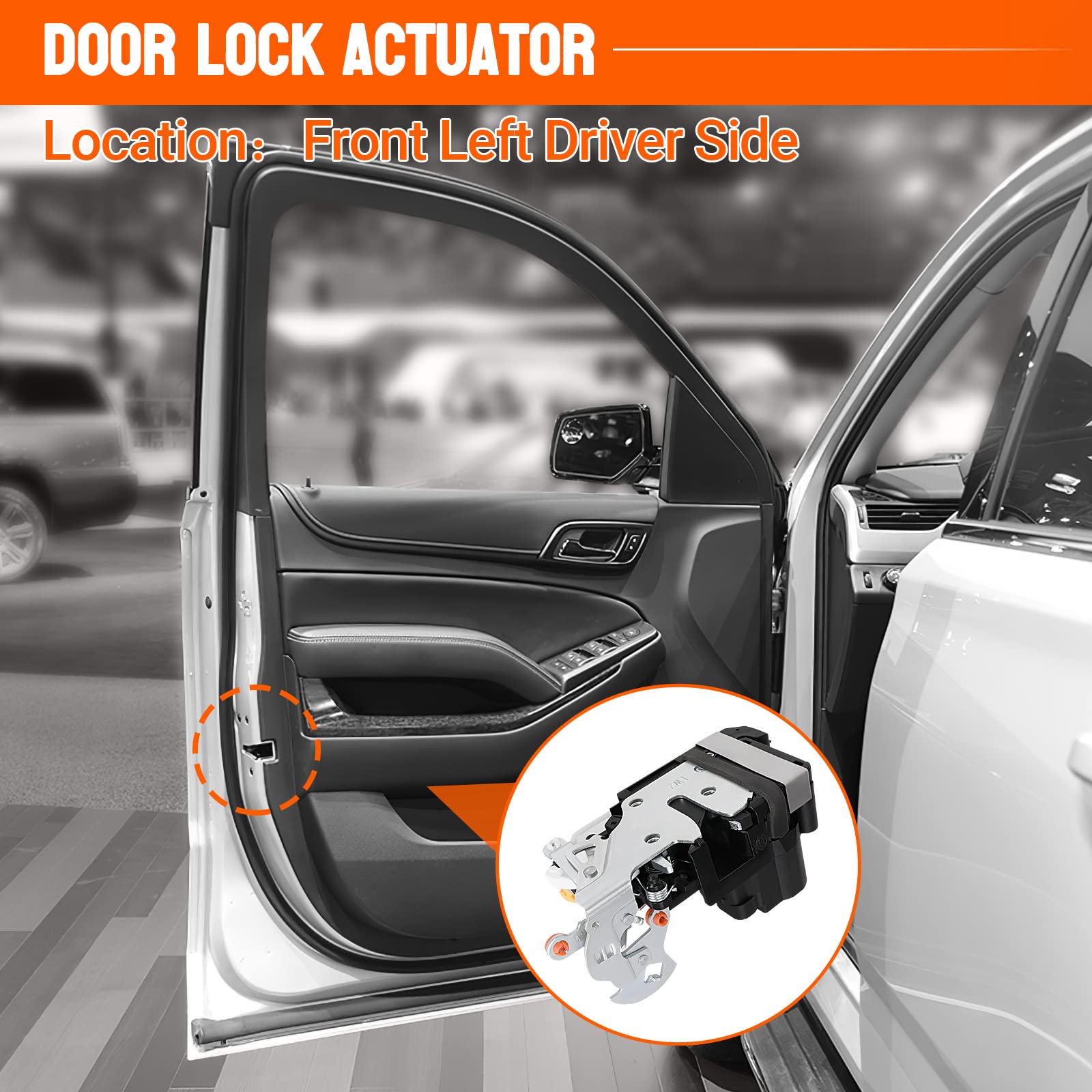 Door Lock Latch Actuator - Front Left Driver Side - Compatible with 2001-2007 Cadillac Escalade Chevy Avalanche, Silverado, Suburban, Tahoe GMC Sierra, Yukon - Replaces 931-318, 15110643, 15053681