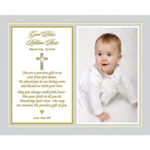 poetry gifts baby baptism blessing for boy or girl, personalized gift with name, date and photo, 8x10 inch custom print