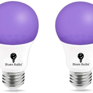 Bluex Bulbs 2 Pack LED Black Light Bulb, 9W A19 E26 Blacklight Bulb Level 385-400nm, Body Paint, Glow in The Dark LED Light Bulb Neon Glow Fluorescent Poster Black Bulb (2 Pack)