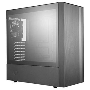 cooler master masterbox nr600 atx mid-tower with front mesh ventilation, minimal design, tempered glass side panel and single headset jack