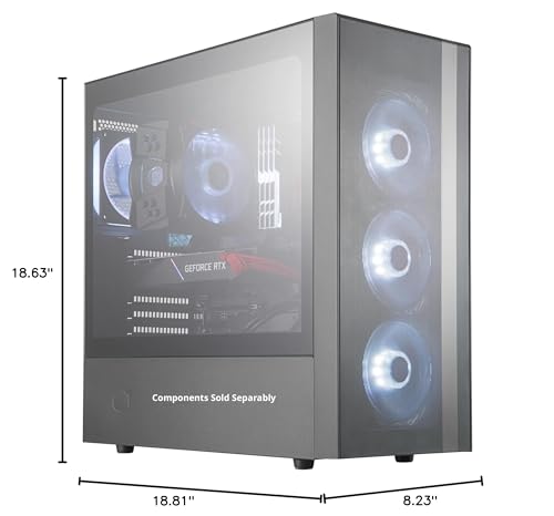 Cooler Master MasterBox NR600 ATX Mid-Tower with Front Mesh Ventilation, Minimal Design, Tempered Glass Side Panel and Single Headset Jack