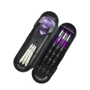 Professional Exquisite 20 Gram Soft Tip Darts Carrying Hard Suitcase | 3 Black Coated Iron Barrels | 3 Aluminum Shaft, Each Recreation Room, Bar and Game Room Level (Purple)