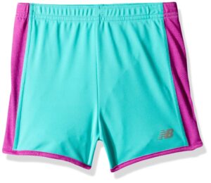 new balance kids girls' big fashion performance shorts, light tidepool/voltage violet, med