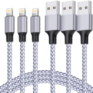 takagi [mfi certified] iphone charger, lightning cable 3pack 6ft nylon braided usb charging cable high speed transfer cord compatible with iphone 14/13/12/11 pro max/xs max/xr/xs/x/8/ipad