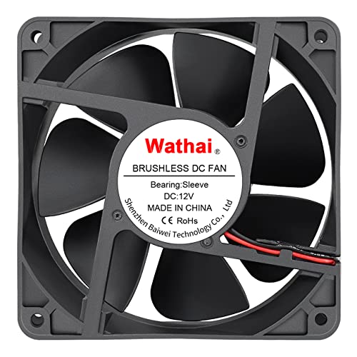 Wathai 2Pin 120mm x 38mm Brushless Cooling Case Fan 12V 2pin DC High Airflow Cooler Fan