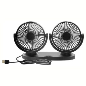 aoneky 5v 2a 360° rotating dual usb fan - portable personal office desk car usb fan