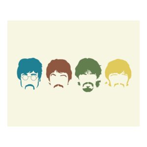 the beatles band - silhouette music wall art poster, this ready to frame vintage wall art decor print is perfect for home, music room, studio, and living room decor aesthetic - unframed - 8x10"