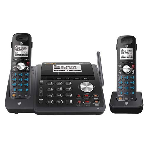 AT&T TL88102BK DECT 6.0 2-Line Expandable Cordless Phone with Answering System and Dual Caller ID/Call Waiting, 1 Handset, Black