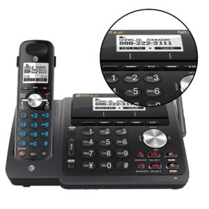 AT&T TL88102BK DECT 6.0 2-Line Expandable Cordless Phone with Answering System and Dual Caller ID/Call Waiting, 1 Handset, Black