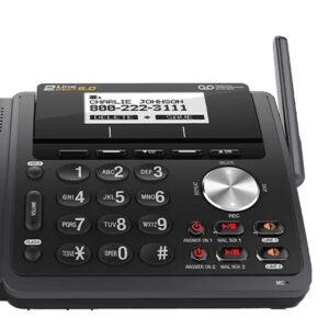 AT&T TL88102BK DECT 6.0 2-Line Expandable Cordless Phone with Answering System and Dual Caller ID/Call Waiting, 1 Handset, Black