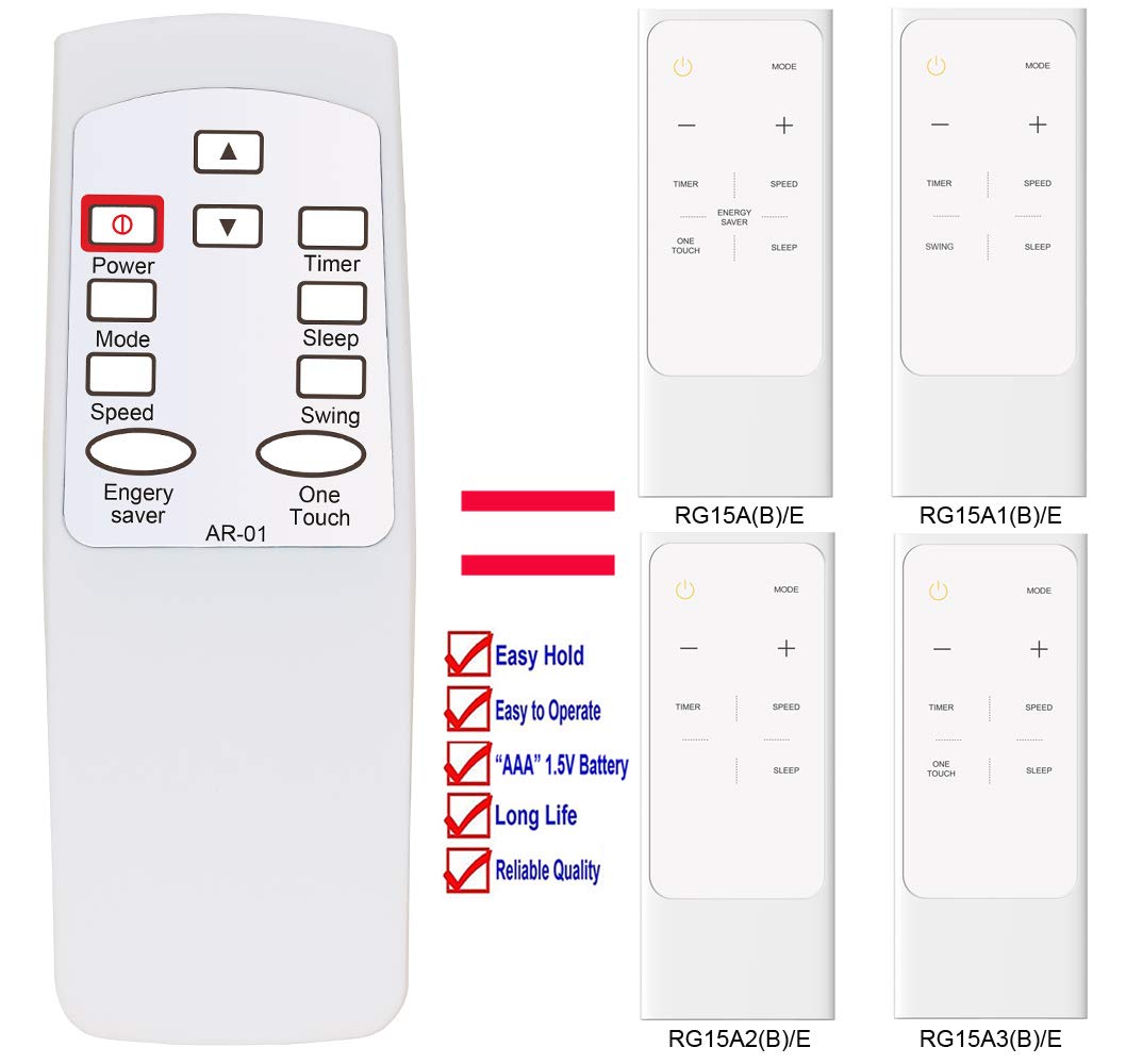 Replacement for Ocean Breeze Air Conditioner Remote Control RG15A(B)/E RG15A1(B)/E RG15A2(B)/E