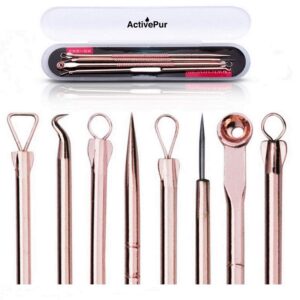 Blackhead Remover Pimple Comedone Extractor Tool, Effective Acne Removal Kit, Treatment for Blemish, Whitehead Pimple Popping, Zit Removing for Nose & Face Skin, Best Electroplated 4 PCS w/case.