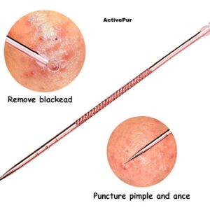 Blackhead Remover Pimple Comedone Extractor Tool, Effective Acne Removal Kit, Treatment for Blemish, Whitehead Pimple Popping, Zit Removing for Nose & Face Skin, Best Electroplated 4 PCS w/case.