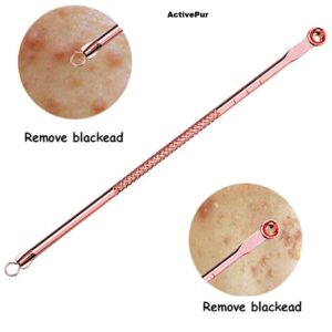 Blackhead Remover Pimple Comedone Extractor Tool, Effective Acne Removal Kit, Treatment for Blemish, Whitehead Pimple Popping, Zit Removing for Nose & Face Skin, Best Electroplated 4 PCS w/case.