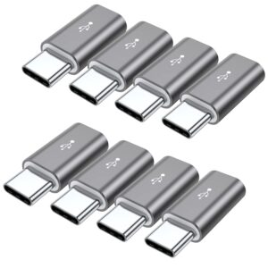 qianlink micro usb to usb c adapter,8-pack aluminum usb type c adapter convert connector compatible with samsung galaxy s10 s9 s8 plus note 9 8, lg v40 v35 v30 v20 g7 g6,pixel 2 xl,moto z2 z3(gray)