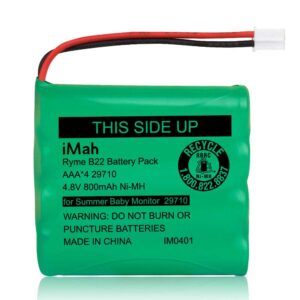 imah replacement battery 29580-10 for summer infant baby monitor 29580 29590 29610 29620 29630 29710 29740 29790 29940, ni-mh aaa size 4.8v 800mah rechargeable