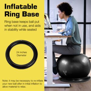 ProBody Pilates Ball Yoga Ball Chair, Exercise Ball Chair with Base or Stand for Home Office Desk Sitting or Workout, 65cm Antiburst Balance Ball & Stability Ball Seat for Back, abs (Black)