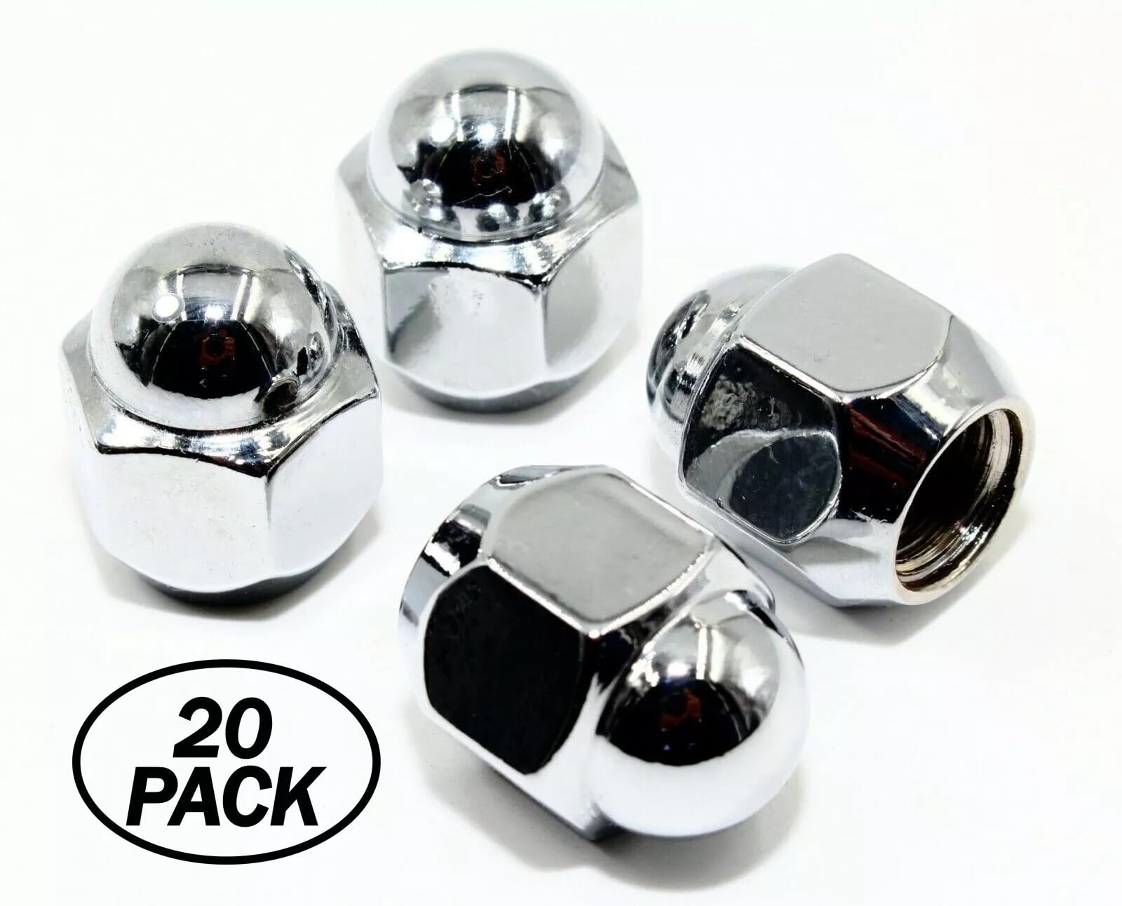 Set of 20 Veritek 12x1.25mm 3/4 Hex 0.95 Inch Chrome OEM Factory Style Acorn Conical Seat Dome Top Lug Nuts for Subaru Factory Wheels