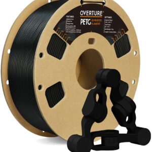 OVERTURE PETG Filament 1.75mm, 3D Printer Filament, 1kg Filament (2.2lbs), Dimensional Accuracy Probability +/- 0.02 mm, Fit Most FDM Printers (Black (1-Pack))