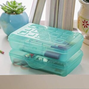 Sterilite Small Pencil Box, Stackable Plastic Small Storage Container with Lid, Organize Pens, Pencils, and Small Items, Molokai Blue Tint, 12-Pack