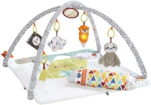 fisher-price baby playmat perfect sense deluxe gym extra large with lights music and 6 moveable sensory toys