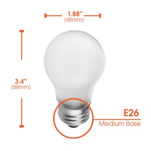 Xtricity Frosted A15 Incandescent Appliance Light Bulb, 40 Watt, 2700K Soft White, E26 Medium Base, 320 Lumens, 130V (6 Pack)