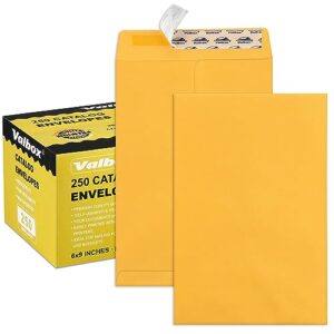 valbox 6x9 self seal catalog security envelopes 250 count small brown kraft envelopes for mailing, storage and organizing