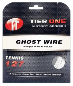 tier one sports tru pro ghost wire - tennis string set (poly): super soft and arm friendly (16g (1.27 mm), 12.2 m, white)