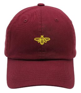 top level apparel bee embroidered brushed cotton dad hat cap maroon