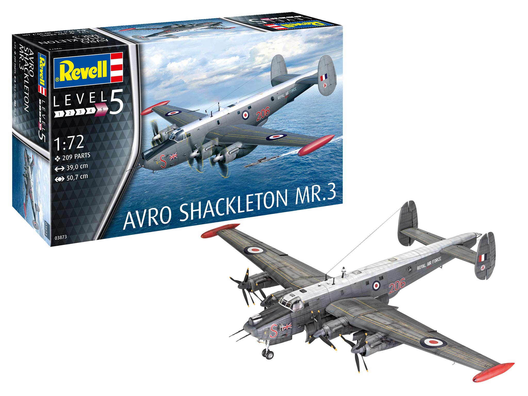 Revell 03873 Avro Shackleton MR.3 (1:72 Scale) Model Kit, Grey