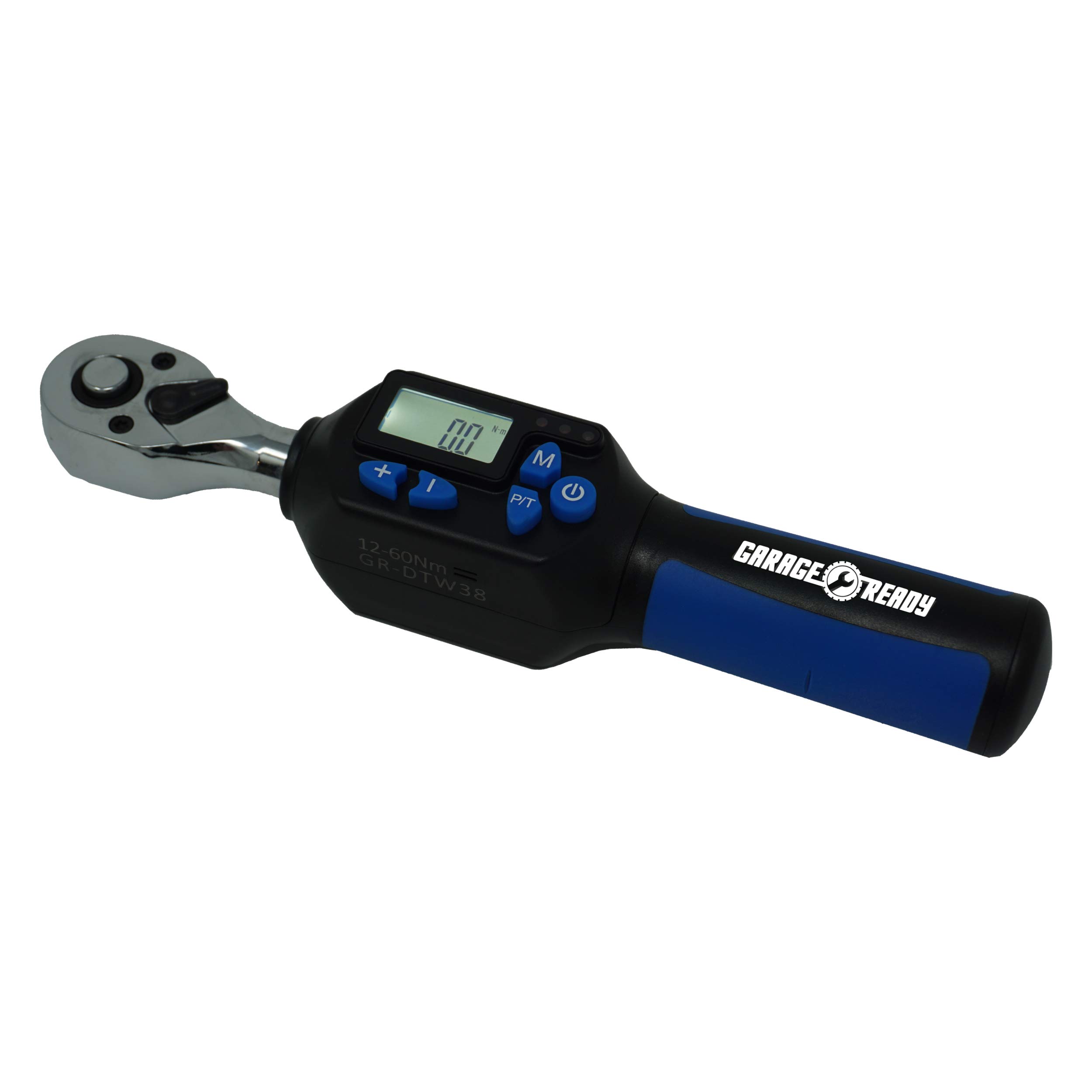 Garage Ready Digital Torque Wrench - (9 to 44 ft-lbs) (12 to 60 Nm) +/- 2% Accuracy with Limit Buzzer & LED Flash Notification and Peak Trace Tracking (3/8-Inch Drive)