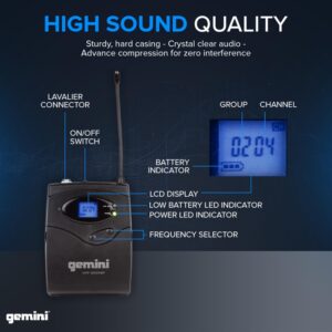 Gemini Sound UHF-6200HL Premium Wireless Lavalier & Headset Mic System - Crystal Clear Audio for Stage Performances and Public Speaking