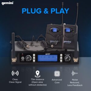 Gemini Sound UHF-6200HL Premium Wireless Lavalier & Headset Mic System - Crystal Clear Audio for Stage Performances and Public Speaking